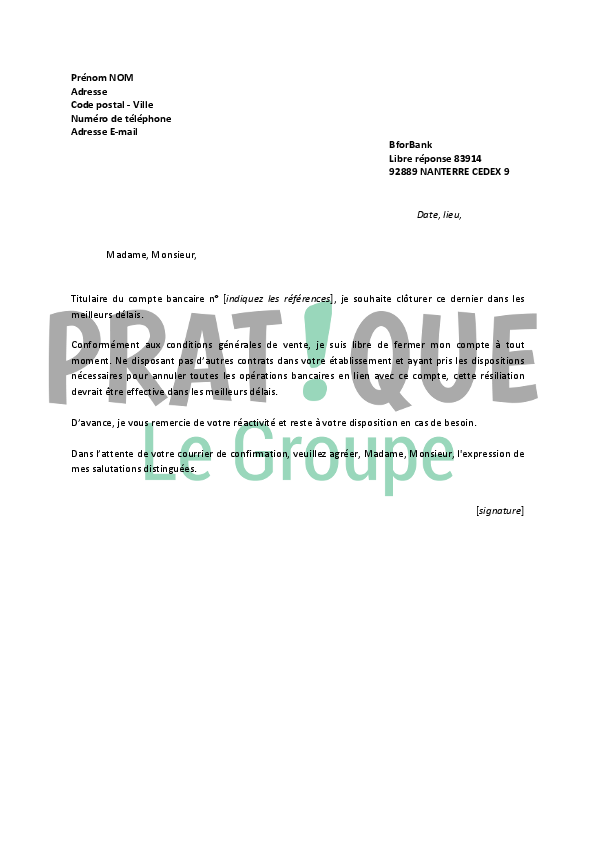 Lettre De R siliation BforBank Pratique fr